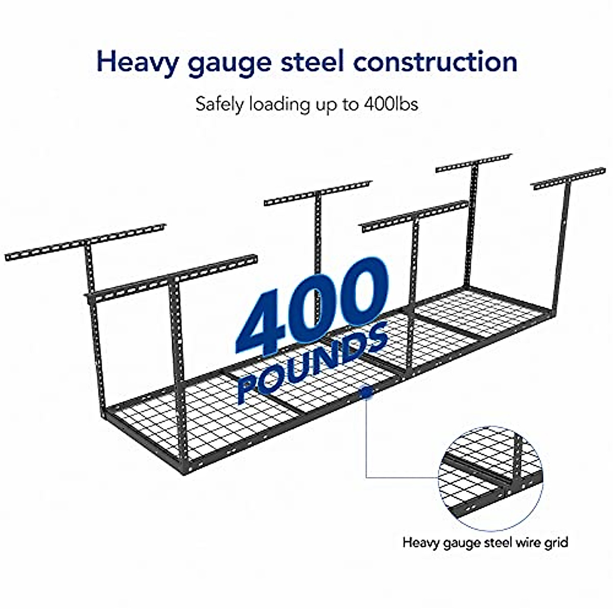 FLEXIMOUNTS 2x8 Overhead Garage Storage Rack,Adjustable Garage Storage Organization Systerm,Heavy Duty Metal Garage Ceiling Storage Racks,400lbs Weight Capacity,Black