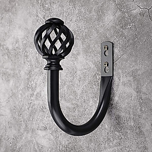 Sumnacon Set of 2 Metal Curtain Holdbacks - Wall Mounted Drapery Tiebacks with Screws, Decorative Window Treatment Holdbacks for Bedroom, Livingroom, Office, Black