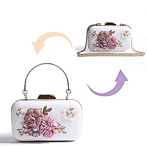 Emprier Womens Flowers Clutch Evening Purse Elegance Floral Beaded Wedding Tote Bags Bride Floral Shouder Handbags