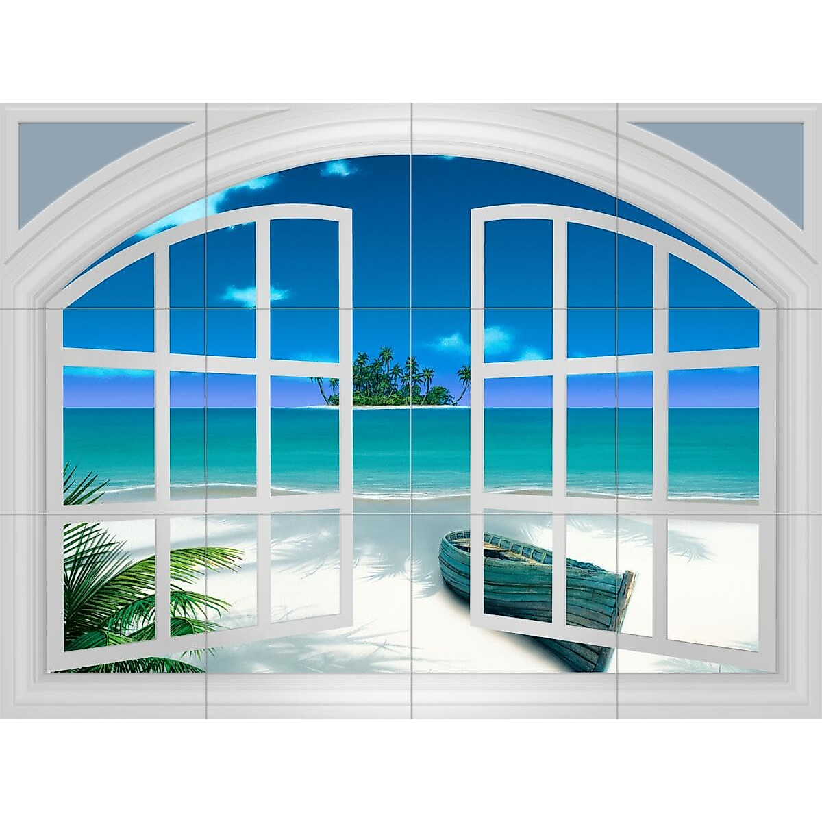 Ceramic Backsplash Tile Mural Beach Scene Seaside Ocean Kitchen/Bathroom/Shower - Beach View Through A Window - David Miller