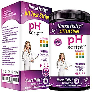 Nurse Hatty® - 200ct. pH Strips w Free App - Made-in-The-USA (Economy Size - Single PAD) - pH Test Strips for Alkaline & Acid Levels for Home & Lab Use + 300+ Pages of Edu Pack - pH Scale of Urine