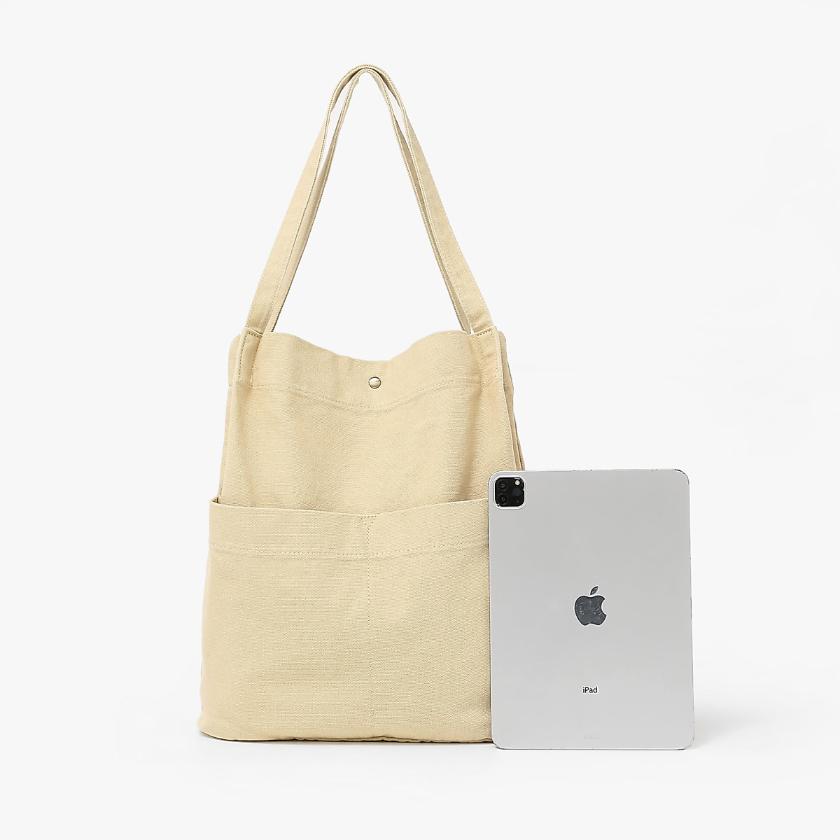 Jeelow Canvas Tote Handbag Shoulder Bucket Hobo Bag Purses For Men Women (Khaki)