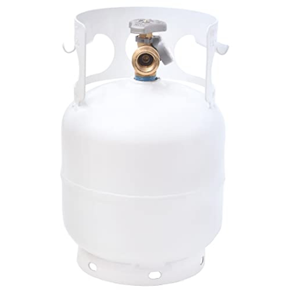 Flame King YSN5LB-GAUGE 5lb Steel Propane Tank Cylinder with Gauge and OPD Valves for Grills and BBQs, Camping, Fishing, & Outdoor Activities, White