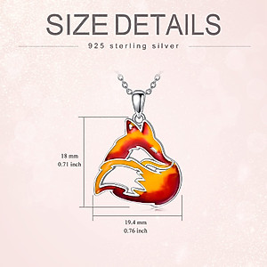 PELOVNY Christmas Gifts Fox Necklace 925 Sterling Silver Flame Fire Pendant Necklace Fox Cute Animal Necklace Jewelry Gift for Women Mother Girlfriend Daughter Sister