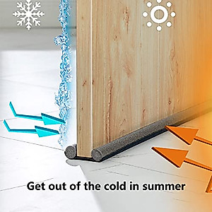 Door Draft Stopper Weather Stripping Noise Blockers Window Breeze Blockers Adjustable Door Sweeps for Exterior & Interior Doors 37.4inch Under Door Noise Blockers Door Draft Guard Black