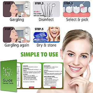 Antonki 6 Pack Teeth Cleaning Dental Tools, Plaque Remover Dental Hygiene Kit, Stainless Steel Professional Tooth Tartar Scraper for Home Use - with Case