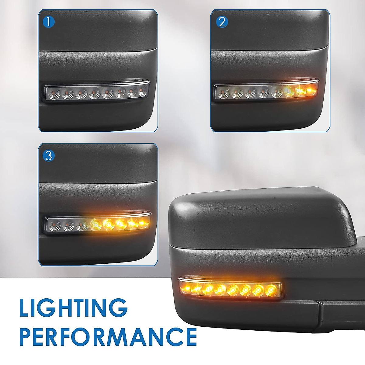 MOSTPLUS Power Heated Towing Mirror Compatible with 2004-2014 Ford F150 F-150 Power Heated Mirror w/Sequential Turn Light, Puddle Light, Dural Beam (Black)