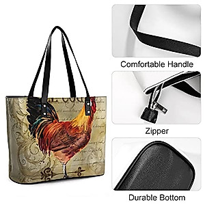 Womens Handbag Rooster Leather Tote Bag Top Handle Satchel Bags For Lady