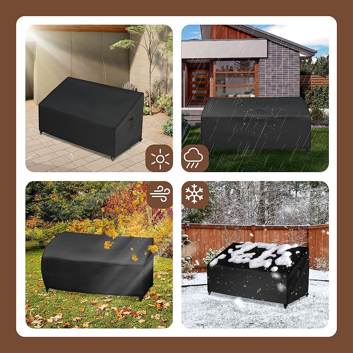 iBirdie Patio Furniture Sofa Covers 60W x 42D x 30H 2-Seater inch Outdoor Waterproof Couch Loveseat Bench Cover, Black