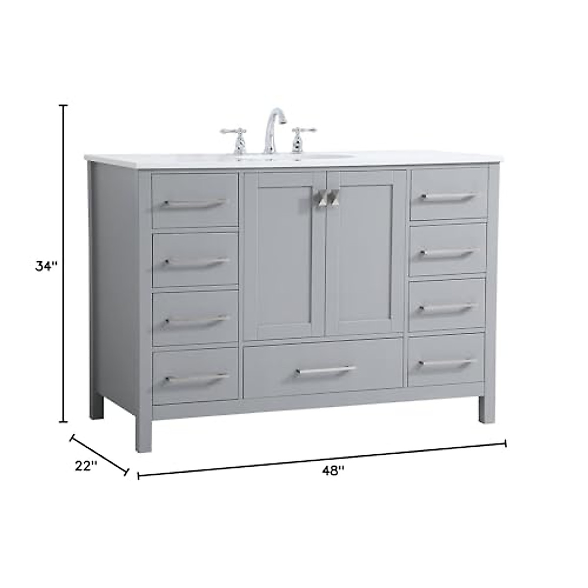 Elegant Kitchen and Bath 48 inch Single Bathroom Vanity Cabinet - Gray