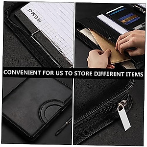Ciieeo Multifunction Folder Zipper Portfolio Document Storage Pouch Tote Insert Organizer Document Organizer Bags Leather Certificate Bag Zip Binder Canvas Travel Business Book Portable