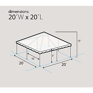Party Tents Direct 20'x20' Weekender West Coast Tent Frame Style Party Tent (White) PVC Top with Storage Bag - Tents for Parties, Weddings, Birthdays, Banquets, Fiestas, Workshop, Outdoor Event