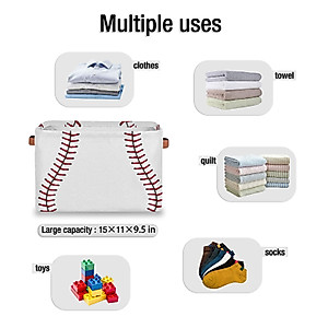 Foldable Storage Baskets, Baseball Cube Organizer Bins with Dual Handles Nursery Closet Shelf Storage Box for Clothing, Books, Cosmetic, Toys, 15"x11"x9.5"