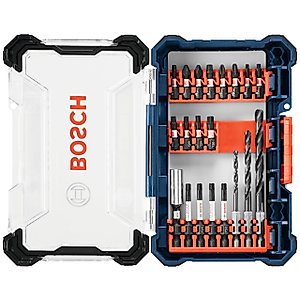BOSCH DDMS20 20-Piece Assorted Impact Tough Drill Drive Custom Case System Set for Drilling and Driving Applications