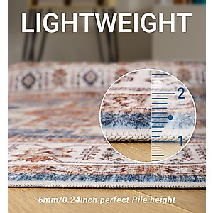 zesthome 9x12 Area Rugs,Stain Resistant Washable Rug,Ultra-Thin Rugs for Living Room,Bedroom,Non-Slip Backing Home Decor Large Area Rug (Orange,9'x12')