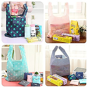 Kaxich Reusable Grocery Shopping Bags Foldable Grocery Bags Eco-friendly Shopping Bags Shopper Tote Bag Folding to fits in Pocket (4 Pack) Waterproof and Machine Washable