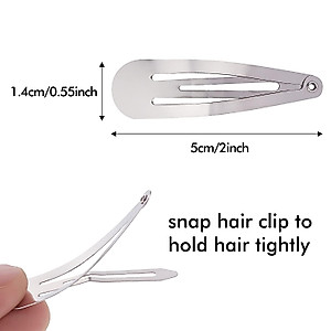 Lawie 100 Pack 2" Snap Hair Clips - Silver Metal Barrettes, 5cm Small Hairpins, Thin Barrettes for Gray Hair, DIY Crafts, Accessories for Women and Girls