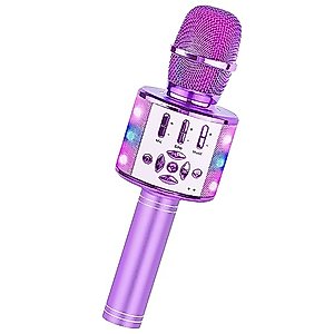 Amazmic Toys for girls, Kids Karaoke Microphone Toddler Microphone for singing with LED Lights,Voice Changer kids Birthday Gift for Girls, Boys, Girls Toy Age 3, 4, 5, 6, 7, 8+ Years Old(Light Purple)