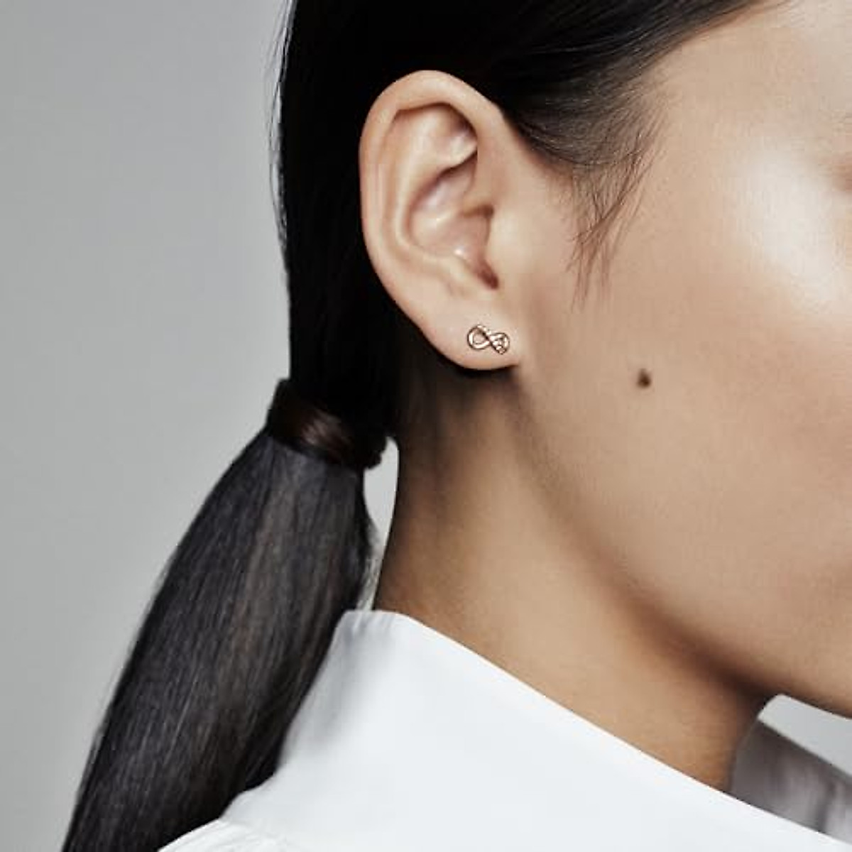 PANDORA Sparkling Infinity Stud Earrings - Great Gift for Her - Stunning Women's Earrings - 14k Rose Gold & Cubic Zirconia, No Gift Box