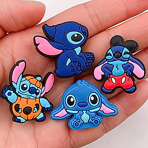 40 Pack for Croc Shoe Charms for Stitch Girls Boys Kids for Lilo, Blue Stick Shoe Charms for Party Gifts, Cute Cartoon Shoe Pines Para Charms for Bracelet Wristband.
