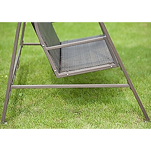 PatioPost Porch Swing Outdoor Lounge Chair Seats 3 Patio PE Wicker Glider Bench with Steel Frame and Padded Cushion, Dark Brown