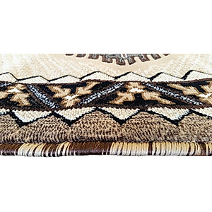 YHSF South West Native American Area Rug D143 - Easy Clean, Thick, Soft, Durable Tribal Indian Inspired Kingdom Design Runner Rug for Bedroom/Living Room and More - Berber, 2 Feet x 3 Feet 4 in