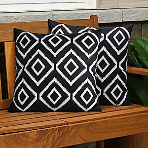 cygnus 18x18 Inch Black and White Outdoor Waterproof Pillow Covers Modern Geometry Decorative for Patio Furniture Outside Sunbrella Set of 2