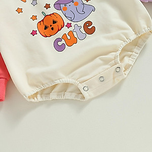 Infant Baby Boy Girl Halloween Outfit Pumpkin Sweatshirt Bubble Romper Oversized Sweater Bodysuit Fall Winter Clothes (Red Purple Beige, 18-24 Months)