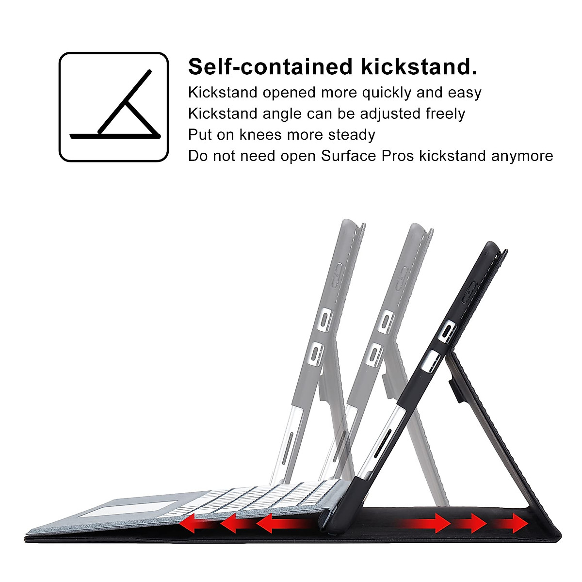 Omnpak Microsoft Surface Pro 8 Case,Multi-Angle Slim Lightweight Protective Cover with Stylus Pen Holder for 2021 Surface pro 8 13 Inch,Compatible with Type Cover Keyboard(Keyboard Not Included)