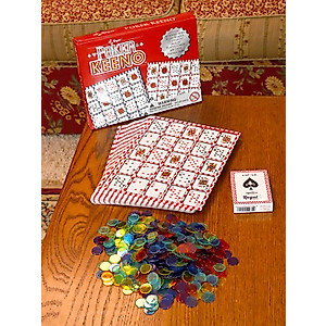 Regal Games - Poker Keeno Bulk Game Set - Includes 36 Two-Sided Boards, 600 Scoring Chips, 1 Deck of Standard Poker Cards - 72 Unique Board Layouts- Casino Night Card Game- Compatible w Poker Keno