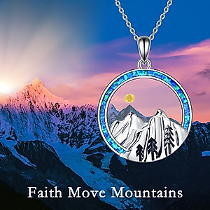 VONALA Mustard Seed Necklace 925 Sterling silver Mountain Blue Opal Necklace Faith Move Mountain Jewelry Gift for Christian Necklace