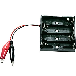 risingsaplings 4 Slots 4X 1x4 1.5V Total: 6V AA Battery Holder Box with Alligator Clip Easy to use (Pack of 2)