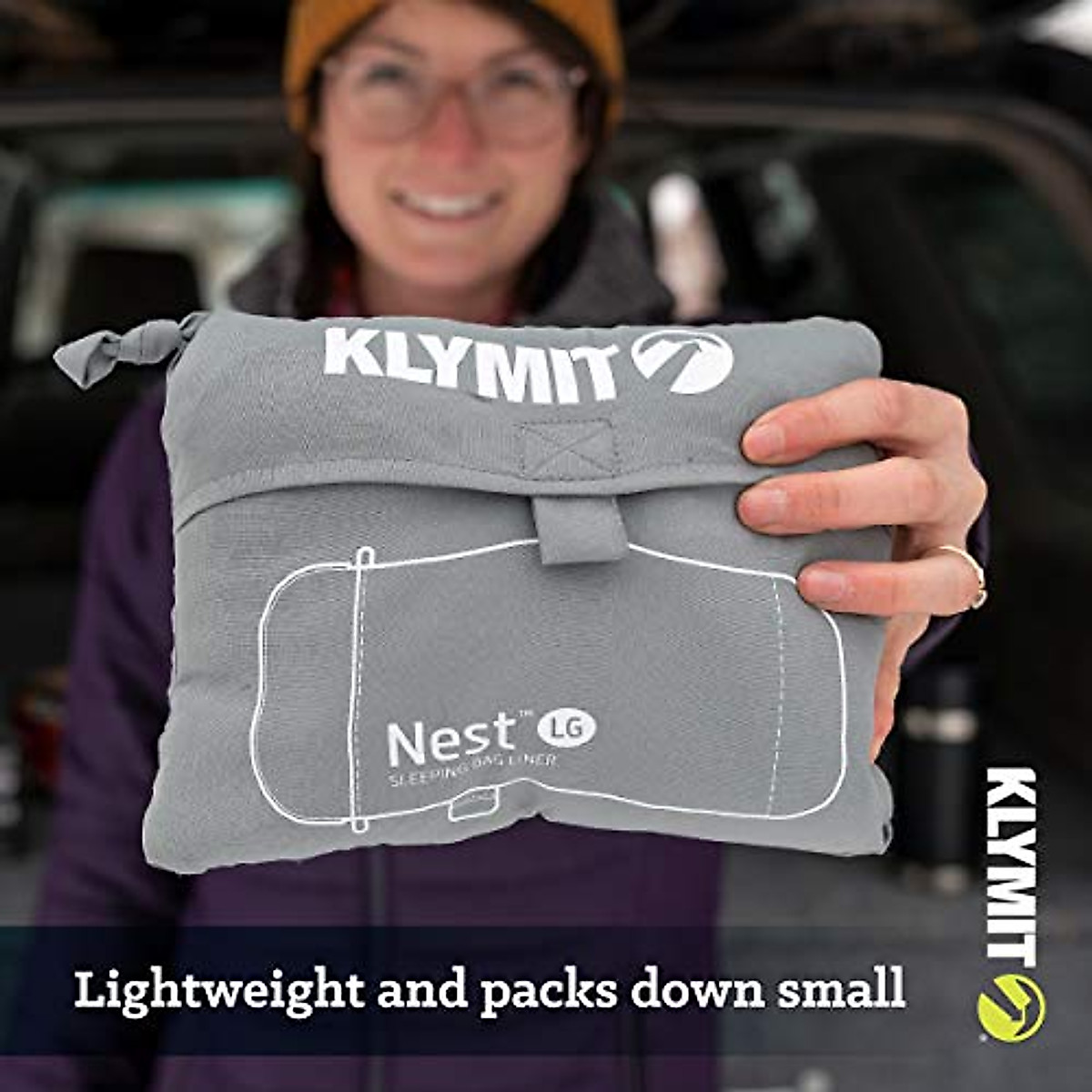 Klymit Nest Sleeping Bag Liner, 2-Person Sleeping Bag Insert, Gray, XL