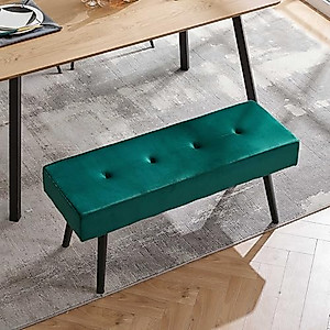 Homedot Bench for Entryway, Upholstered Dining Bench with No Arms Accent Bench Elegant Velvet Living Room Bench Tufted with Strong Metal Legs for Unisex