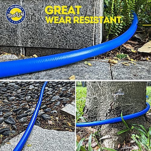 TOOLCY Garden Hose 50 ft, Durable 5/8 inch Garden Hose, Water Hose with 3/4 inch Solid Brass Male & Female Fitting, All-weather, Burst 300 PSI, Blue