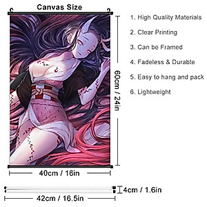 Anime Poster Kamado Nezuko Wall Scroll Poster Canvas Painting for Home Wall Decor 16"X 24"