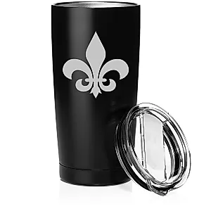Smooth Body Tumbler Stainless Steel Vacuum Insulated Travel Mug Cup Gift Fleur-de-lis (Black, 20 oz)