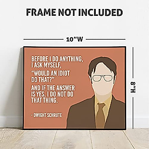 Dwight Schrute Quotes Set of 2 Wall Art Prints - Challenges/Idiot Quotes Artwork Posters - Funny Gift for Office Fans - 8x10 - Unframed