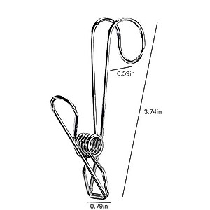mianyang 12 Stainless Steel Clothespins with Hooks, Metal Spring Clips with Hooks, Universal Hanging Clips for Offices, Kitchens and Bathrooms