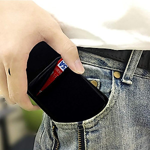 CKANDAY 4 Pack Cell Phone Card Holder with Adhesive Sticker for Back of Phone, Stretchy Fabric Card Sleeves ID Credit Card Pocket Stick On Wallet for Android Smartphones