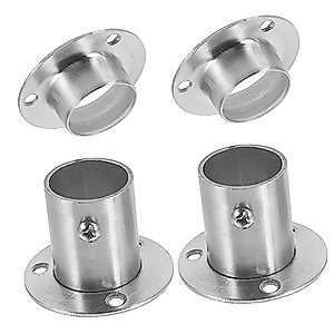 Cabilock 16 Pcs Shower Curtain Rod Base Wall Mounted Rail Holder Closet Rod Socket Wood Pole Sockets Boom Stand Shower Bar for Curtain Round Stand Stainless Steel Pole Socket Home Supply