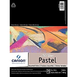 CANSON Mi-Teintes Pastel Pad, Assorted Colors 9"X12" Fold Over (100510864) , White
