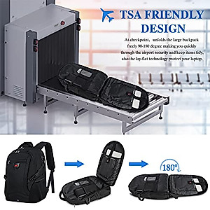 Travel Laptop Backpack 17 Inch Extra Large Backpack for Men Waterproof College School Backpack 17.3 TSA Friendly Travel Backpack with USB Charging Plug Mens Backpack Computer Backpack Black 45L