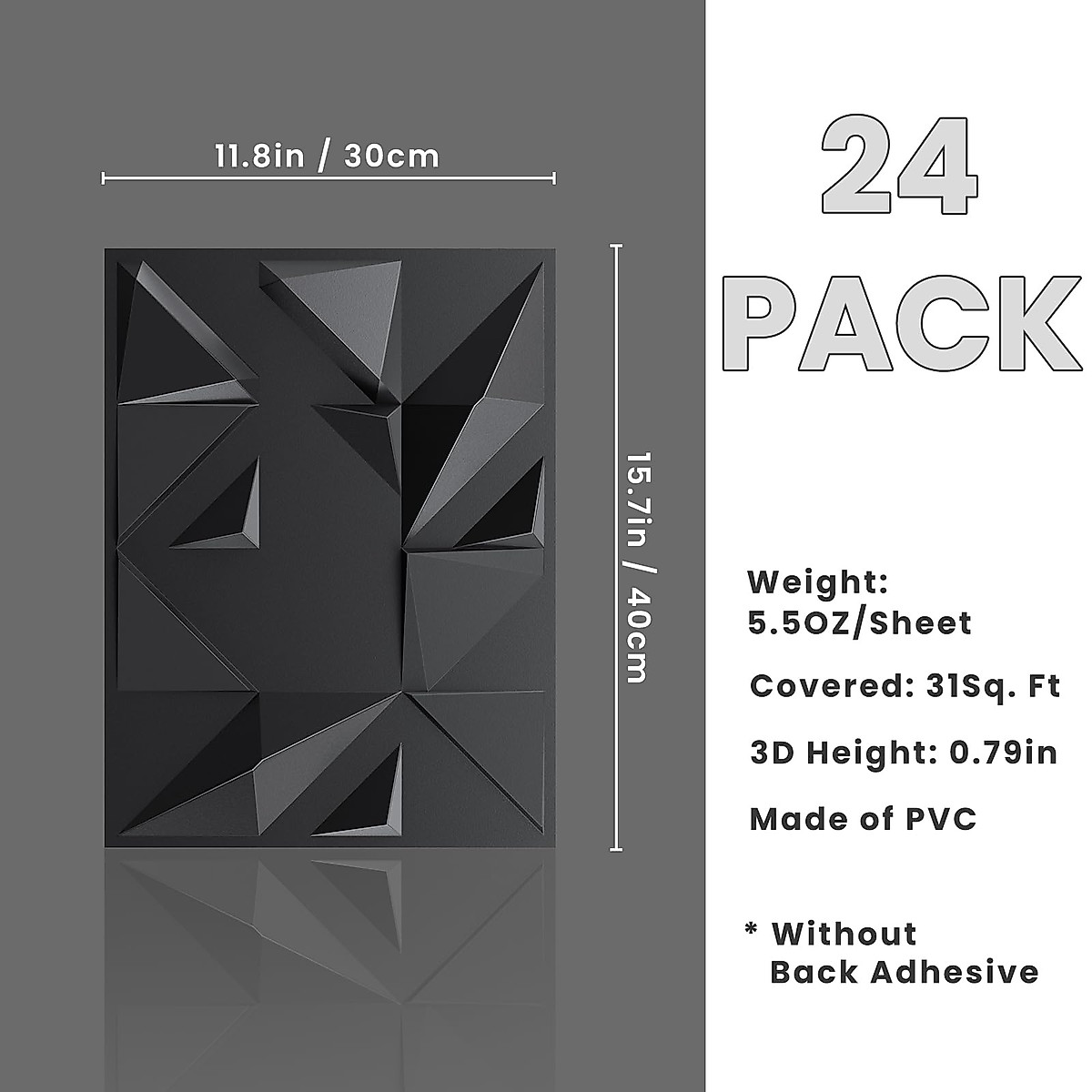 15.7"x11.8" 3D Wall Panels, 24PC Modern Interior Accent Wall Panel Geometric Textured Wall Tiles for for Living Room Hotel Office, Coving 31 Sq.Ft