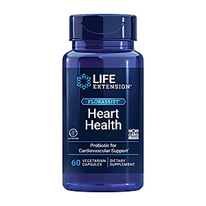 Life Extension FLORASSIST Heart Health - 2.5 Billion CFU Heart Health Support Advanced Probiotics Supplement for Men and Women – Gluten-Free, Non-GMO, Vegetarian – 60 Capsules
