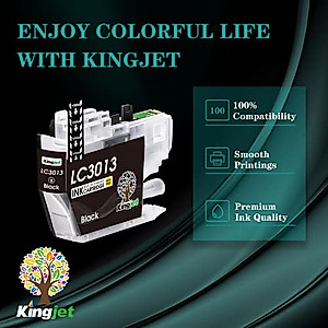 Kingjet LC3013 LC3011 Compatible Ink Cartridge Replacement for Brother LC3013 LC3011 LC-3013 use with MFC-J491DW MFC-J497DW MFC-J690DW MFC-J895DW Printers (3Black, 1Cyan, 1Magenta, 1Yellow)