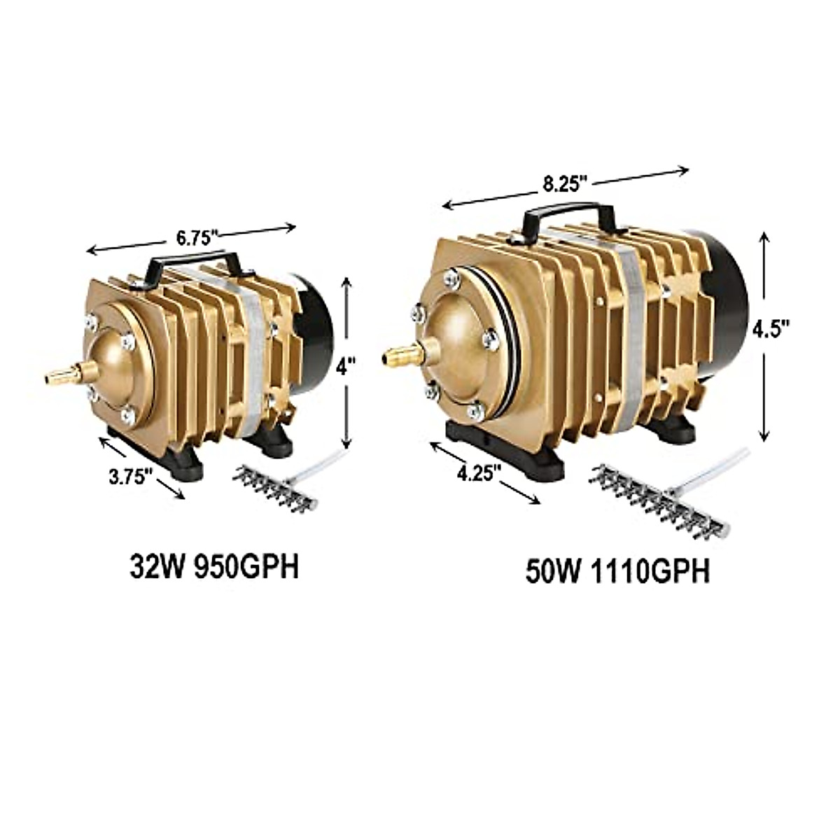 AQUANEAT Aquarium Air Pump, 950GPH Commercial Air Pump for Fish Tank, Hydroponic and Pond,Aerator Pump with Adjustable Air Flow Outlets