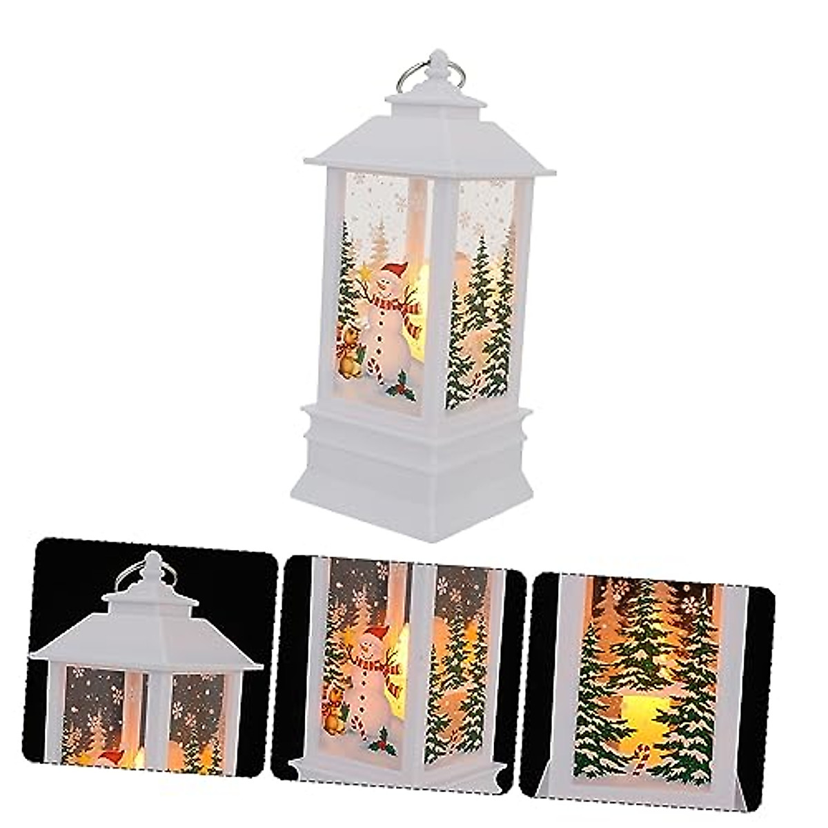 Amosfun 1PC Music Decor LED Lanterns Portable Lantern Christmas Decor Christmas Lantern Nativity Snowglobe Christmas Lamp Glitter Lanterns Musical Snow Globe Large Bedside lamp
