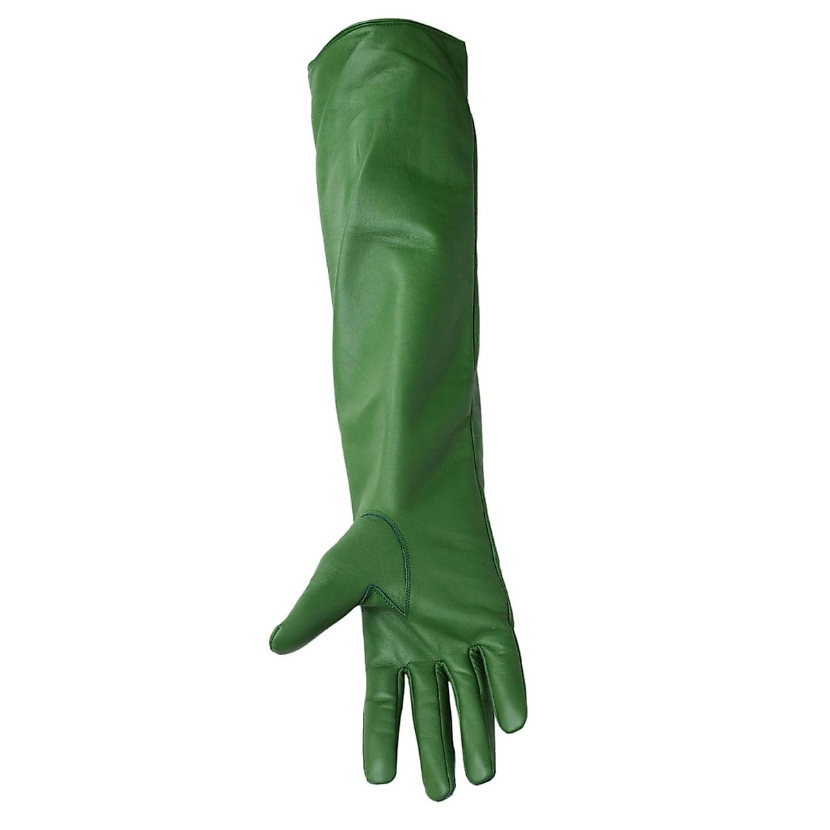 "NA" Women's Genuine Sheep Leather Unlined Long Opera Elbow Length Evening Party Dress Gloves (50-52 cm) by LEATHER CANADA (Green, Large)