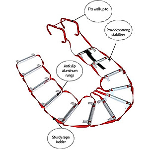 FGQCBBYC Fire Escape Ladders Rope Ladder 2-6 Storey Evacuation Safety Ladder with Anti-Slip Rungs, Emergency Fire Escape Ladder, for Indoor/Outdoor Weight Capacity up to 1000lb,4M/13FT